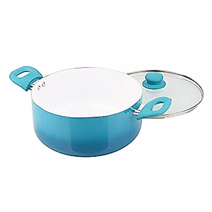 Ceramic Nonstick 12 Piece Cookware Set,Teal Ombre Pots and pans set Kitchen cookware sets Cast iron pan Cookware sets Pots and pans Nonstick pan Cast iron skillets,Blue,4378695