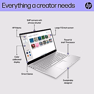 HP Envy Laptop, 17.3" Full HD Touchscreen, 12th Gen Intel Core i7-1260P, 32GB RAM, 2TB PCIe SSD, IR Camera, Backlit Keyboard, HDMI, Wi-Fi 6, Windows 11 Home, Silver