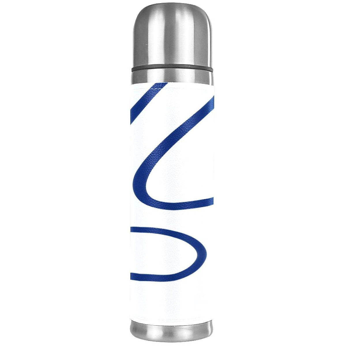 Stainless Steel Leather Vacuum Insulated Mug Line Thermos Water Bottle for Hot and Cold Drinks Kids Adults 16 Oz