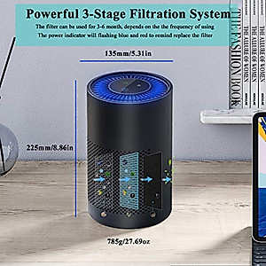 AIIKEE Small Air Purifier for Home Bedroom Office, Quite Sleep Mode True HEPA 3 Stage Filtration for Smoke Dust Pollen,Ozone Free Home Air Cleaner- Blank