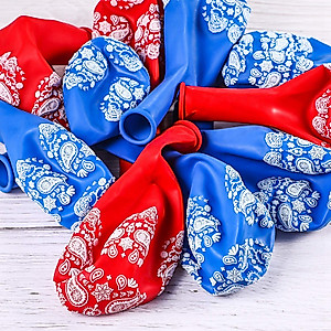 40 Pieces Western Cowboy Bandana Balloons Cowboy Balloons Large 12 Inch Latex Bandana Balloon Blue Red for Western Cowboy Birthday Wedding Baby Shower Party Decorations