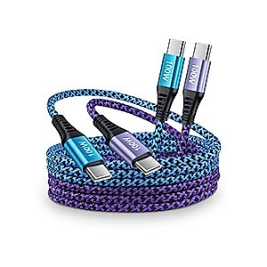 100W USB C Charger Cable, [2Pack/6ft] PD 5A Super Fast Charging Type-C to Type-C Cable Braided USB C to C Cord for Samsung Galaxy S23 S22 S21 Note20 Google Pixel 7 6 iPhone 15Pro MacBook iPad Pro Air