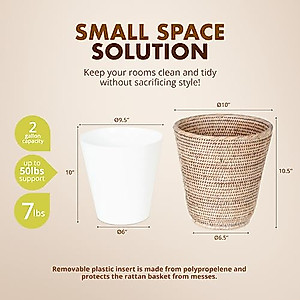 Kouboo La Jolla Rattan Plastic Insert, White-Wash Waste Basket