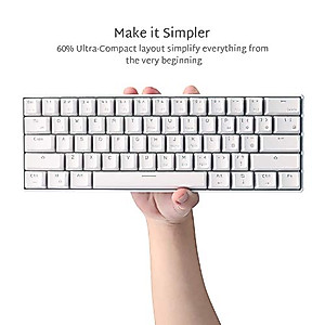 RK ROYAL KLUDGE RK61 Wireless 60% Triple Mode BT5.0/2.4G/USB-C Mechanical Keyboard, 61 Keys Wireless Mechanical Keyboard, Compact Gaming Keyboard w/Software (Hot Swappable Brown Switch, White)