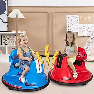 HONEY JOY 12V Bumper Car for Toddlers 1-3, Baby Ride on Bumper Car w/Dual Joysticks, Flashing LED Light & 360 Degree Spin, Electric Vehicle for Kids, Ride on Car w/Remote Control, Gift for Boys Girls