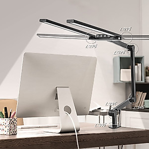 Lovitgo Desk Lamp with Clamp, Auto-Dimming Eye-Caring LED Light 24W, 37.4" Long, Memory Function for Home Office, Desk and Computer Task Lamp, Adjustable Light for Reading, DIY, Drafting, Working