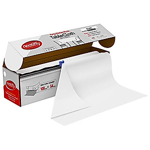 Neatiffy Disposable Plastic Table Cloth Roll | 54 in x 108 Ft Waterproof Tablecloth | Table Cover for Rectangle, Square, Round Oval Tables | Picnic, Party, Banquet, Birthdays, Weddings - White