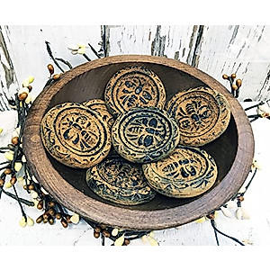 Blackened Beeswax Honey Bee Rounds Cinnamon Scented with Cinnamon Powder Rub - American Folk Art Primitive Melts Tarts Bowl Fillers