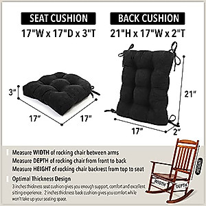 Tromlycs Indoor Rocking Chair Cushion for Rocking Chair Pads Back and Seat Sets with Ties 2 Piece Black