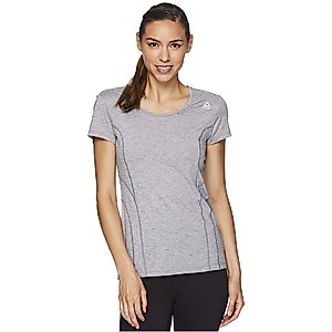 Reebok Womens Linear Marled Basic T-Shirt, Grey, Medium
