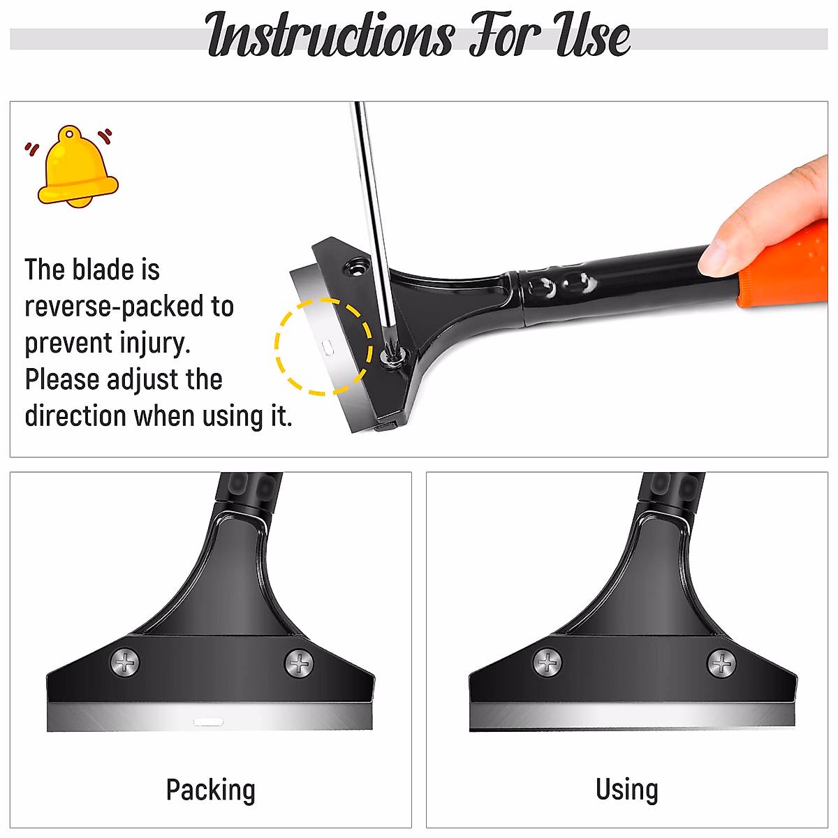 DIYSELF Razor Blade Scraper, Floor Scraper, Scraper Tool for Cleaning, Glass Scraper for Windows, Tile, Stove Top, Cooktop, Oven, Aquarium, Paint, Decal, Inspection Sticker, Gum, Glue Remover