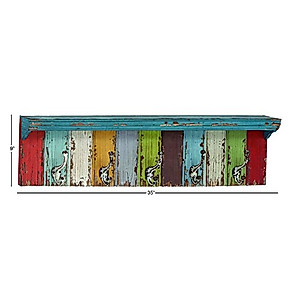 Deco 79 Wood 10 Hangers Wall Hook, 35" x 5" x 9", Multi Colored