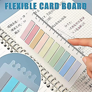 Eodohun 1200 Pcs Sticky Tabs Index Tabs Book Tabs Transparent Sticky Notes Writable and Multifunctional Tabs with Ruler Reminder Tabs for Page Markers or Book Reading Notes Sorting Files(6 Pack)