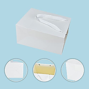 HUAPRINT White Paper Bags,White Gift Bags,Shopping Bags with Handles,30 Pack,8x5x10inch,Craft Gift Bags for Clothes,Retail Bags,Party Favor Bags,Merchandise Business Bags,Wedding Bags