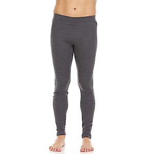 Men's Midweight Flyless Running Tights - 85% Merino Wool - Base Layer Bottoms - Charcoal Gray - Large