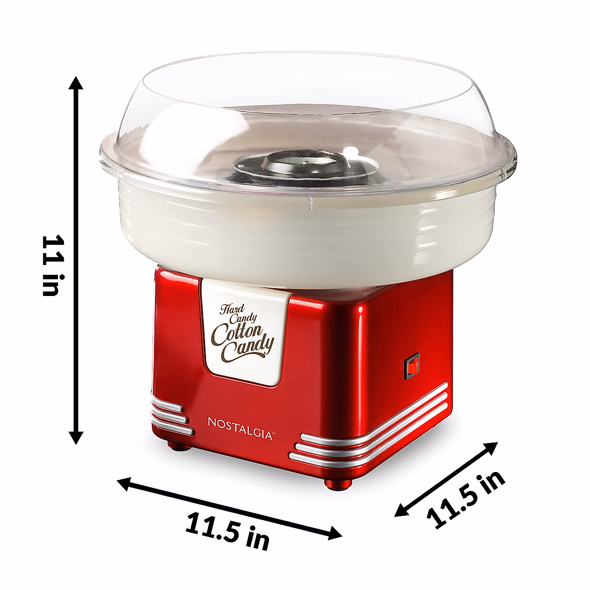 Nostalgia Cotton Candy Machine - Retro Cotton Candy Machine for Kids with 2 Reusable Cones, 1 Sugar Scoop, and 1 Extractor Head – Red