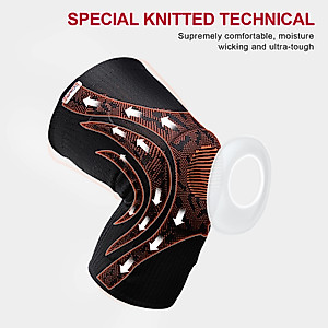 Tordo Knee Brace Compression Knee Sleeves Gel Pad Support & Side Stabilizers for Knee Pain, Patella Tendon Stabilizing, Meniscus Tear, Joint Pain Relief ACL for Man & Women Gym Weightlifting, Running(Orange,Medium)