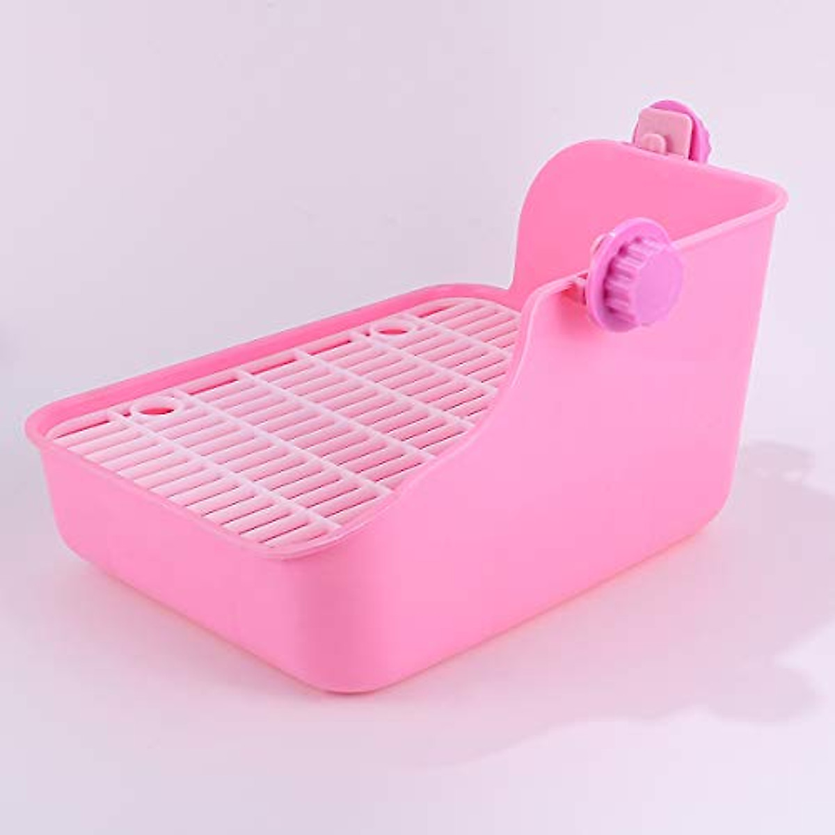 POPETPOP Rabbit Litter Box Plastic Small Animal Litter Potty Trainer Corner Box Pet Training Toilet for Hamster Gerbil Bunny Chinchilla Guinea Pig Ferret Pink