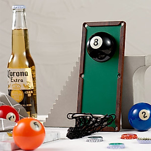 Arola Magnetic Billiard Ball Bottle Opener, Removable Metal Wall Mounted Opener with Cap Catcher Collector, Birthday Gift for Billiards Enthusiast, Beer Lovers and Men, as Kitchen Yard Bar Decoration