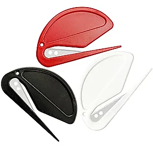 3 Pcs Letter Opener Slitter for Letter Openers with Blade for Envelope, Package, Paper Cut, Safe Mail Opener, Letter Opener Envelope Slitter, Red, Black and White