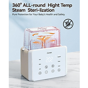 Larex Double Bottle Warmer, 11-in-1 Fast Baby Bottle Warmer for Breastmilk and Formula, with Timer, Fits 2 Bottles, Accurate Temp Control, Milk Warmer with Thaw, Steri-lizing, Keep Warm, Heat Food