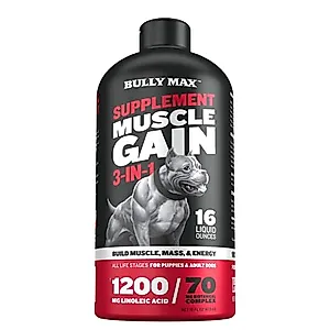 Bully Max 3-IN-1 Liquid Muscle Building Supplement For Dogs. For all breeds & ages. Clinically tested. #1-rated since 2008
