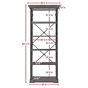 Danya B Juanita 6-Tier Etagere Wood and Metal Open Bookcase GH9006BW | Real Wood and Metal Freestanding Bookshelf | Industrial, Rustic, Farmhouse Style
