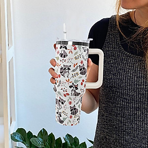 wmvhdiw 30 Oz Racoon Tumbler With Handle, Racoon Decor Coffee Travel Mug Cup Water Bottle, Gifts for Women