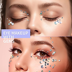 Teenitor Face Gems Makeup Face Rhinestone Self Adhesive Gems Stickers for Face, 650PCS Face Jewels Festival Makeup Eye Jewels Stick On Rhinestone for Face, Hair, Body, Eye