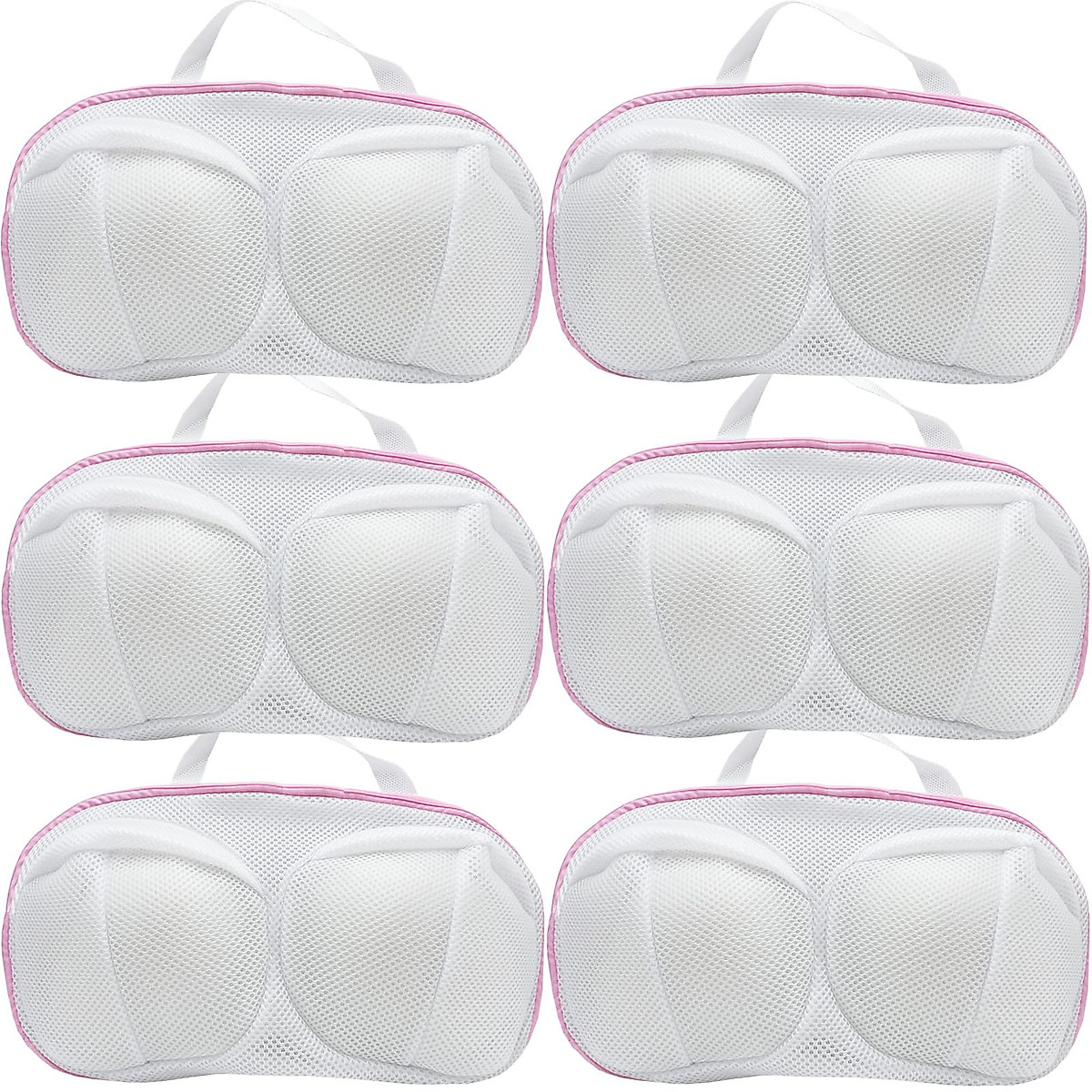 Bra Washing Bags for Laundry, Large Bra Laundry Bags for Washing Machine, Fits All Cups Anti Deformation Bra Washing Bag, Lingerie Bags for Washing Delicates (6 Pcs - Pink XXL)