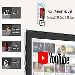 BNHGK 10.1 inch Tablet 6GB RAM +128GB ROM, Android Tablet with Keyboard Octa-Core/Dual Sim Card Slot/13MP Camera/Battery 8000mah/ GPS, Google Certified Tablet PC (Wi-Fi)