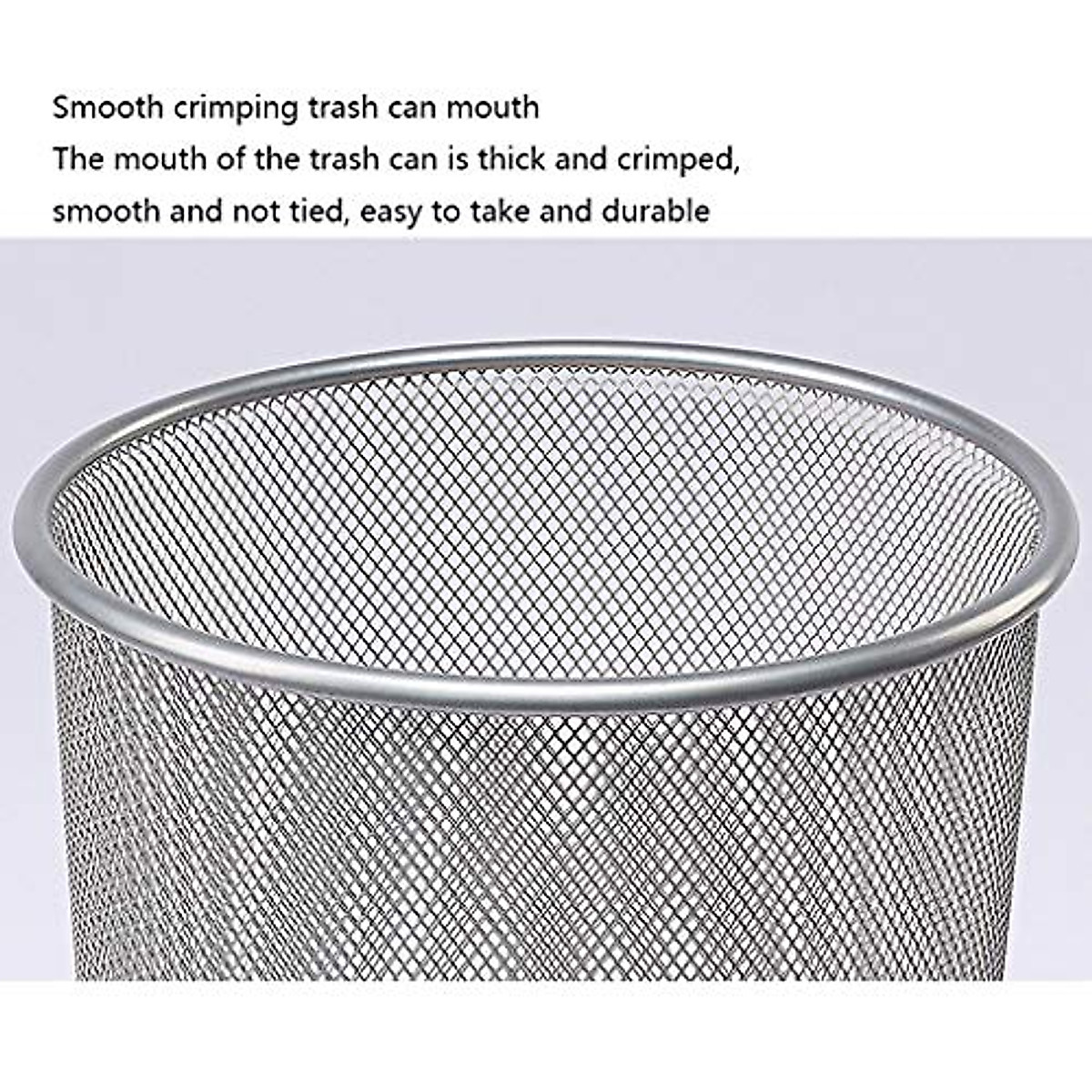 Trash Can Creative Iron Wire Mesh Trash Can Set Living Room Kitchen Bathroom Garbage Bin Office Thick Bamboo Bottom Paper Basket Waste Bin (Color : Purple)