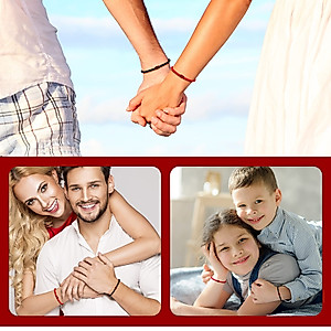 10 Pcs Red Black String Bracelet Fate Matching Couples Bracelets for Protection Red Cord Braided Bracelet Amulet Handmade Good Lucky Knot Bracelet for Friendship Lover Women Men Long Distance Gift