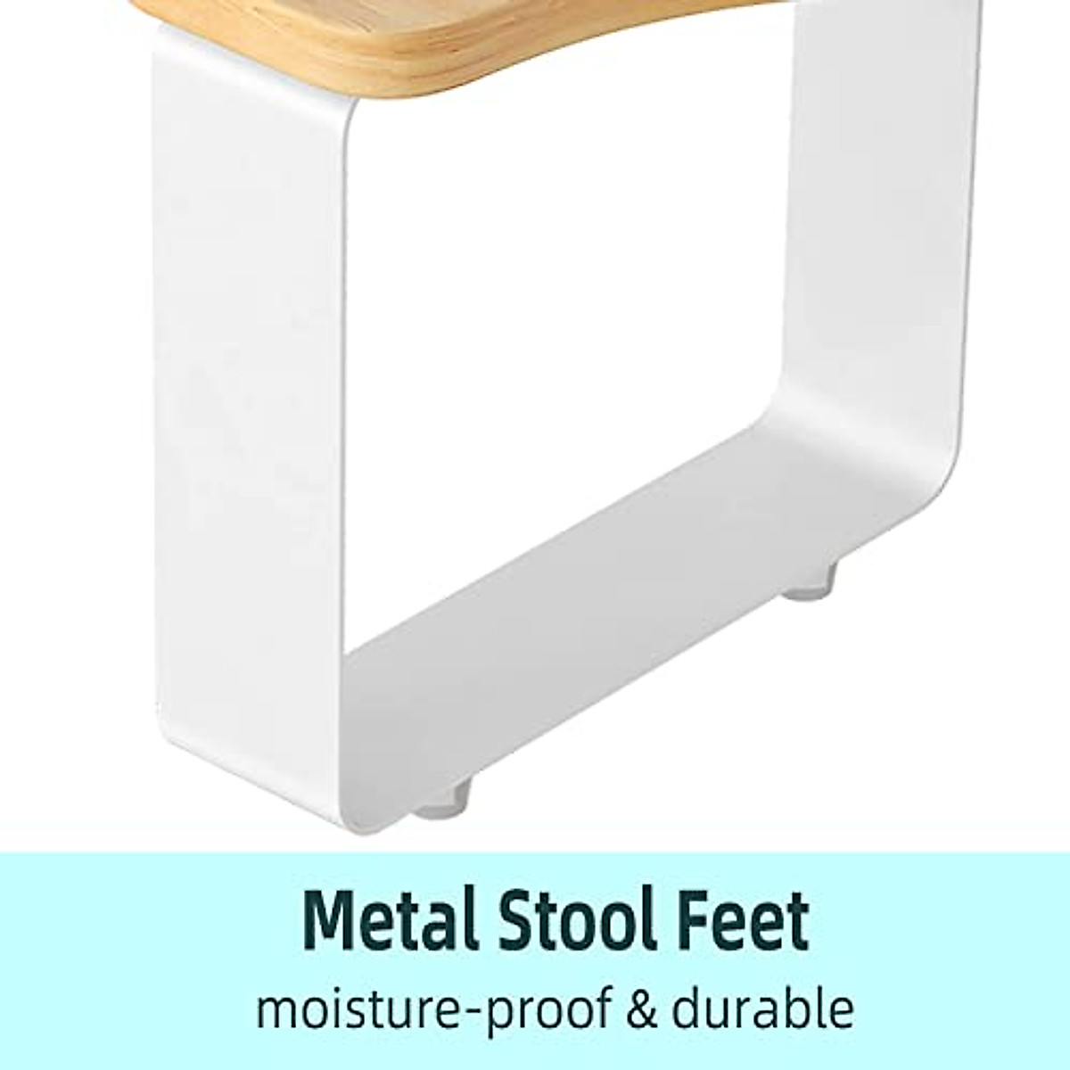 WOWOO HOME 7'' Wooden with Metal Squatting Toilet Stool, Bathroom Poop Stool for Adults, Potty Stool Anti-Slip Brown and White A01