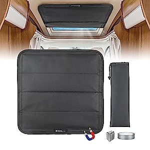 boslla Magnetic RV Skylight Vent Covers, Foldable Camper Window Blackout Shade 16"x16", Privacy Sunroof Window Cover for MaxxAir Fan, Fantastic Fan and RV Bathroom, Black