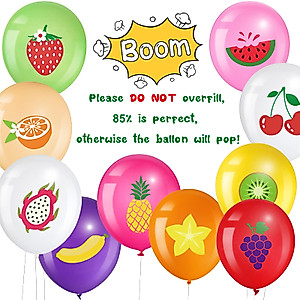 40 Pieces Fruit Balloons Summer Fruit Party Balloons Fruit Themed Party Decorations Tropical Strawberry Watermelon Latex Balloons for Summer Luau Holiday Party Birthday Baby Shower Supplies Decor