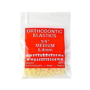 100 Pack Orthodontic Elastics Bands 1/4 Medium (6.4 mm) Diameter 4.5 Ounces Force - Great for Dreadlocks, Braids, Tooth Gap, Braids, Dog Bows, Top Knots, Dog Ribbons by AdentalZ