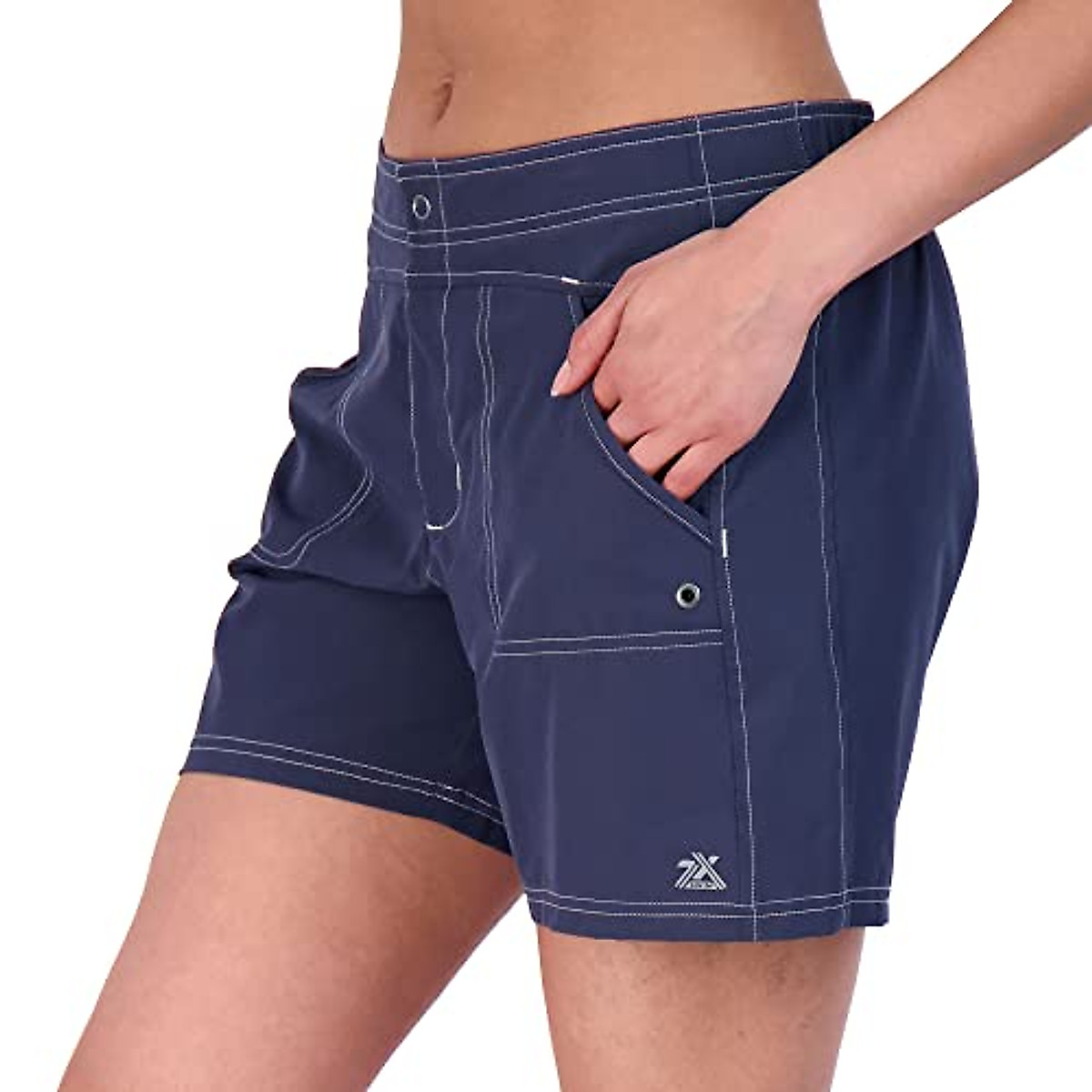 ZeroXposur Womens Plus Size Swim Shorts 6 Inch Inseam - Hybrid Board Shorts for Women - Beach Shorts for Women with Brief Liner (Storm, 3X)