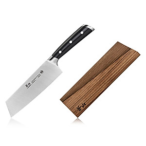 Cangshan TS Series 1020748 Swedish 14C28N Steel Forged 7-Inch Nakiri Knife and Wood Sheath Set