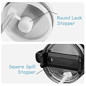 2Pcs Silicone Spill Stopper Set for Stanley, Reusable Leak Stopper Spill Proof Stopper Cup Straw Topper, 2 In 1 Leakproof Straw Topper Cup Straw Cover for Stanley Tumblers Cup Accessories (Clear)