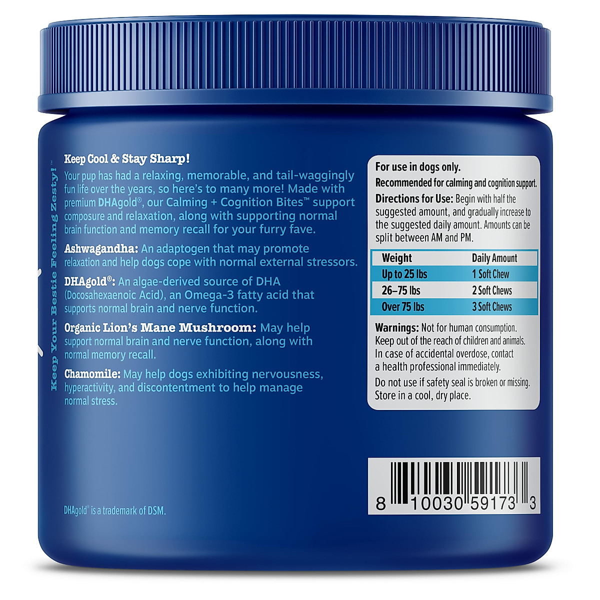 Zesty Paws Senior Advanced Calming & Cognition Soft Chews for Dogs - Supplements for Dog Brain Health & Nervous System Support + Calming & Relaxation -with Ashwagandha, DHA & Melatonin