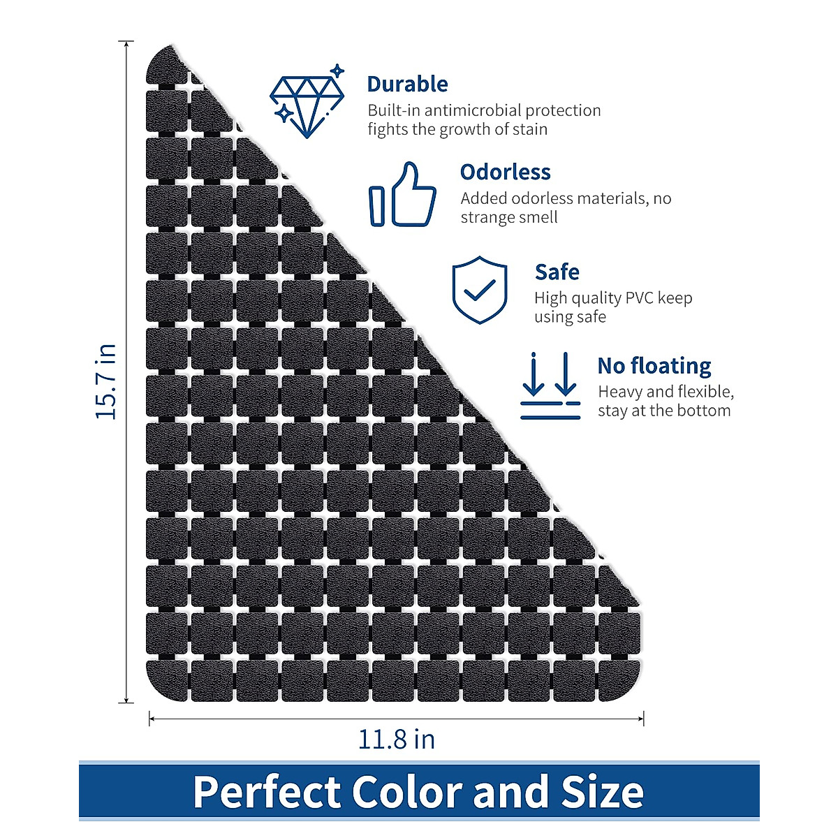 Bligli Sink Mat for Stainless Steel/Ceramic Sinks, 2 Pack 15.7x11.8 inches PVC Sink Protectors for Bottom of Kitchen Sink, Dishes and Glassware drain Mats, Durable and Fast Draining (Black)