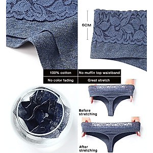 Altheanray Cotton Seamless Thongs for Women No Show Lace Thong Underwear G String Panties (3010L,Solid LP)