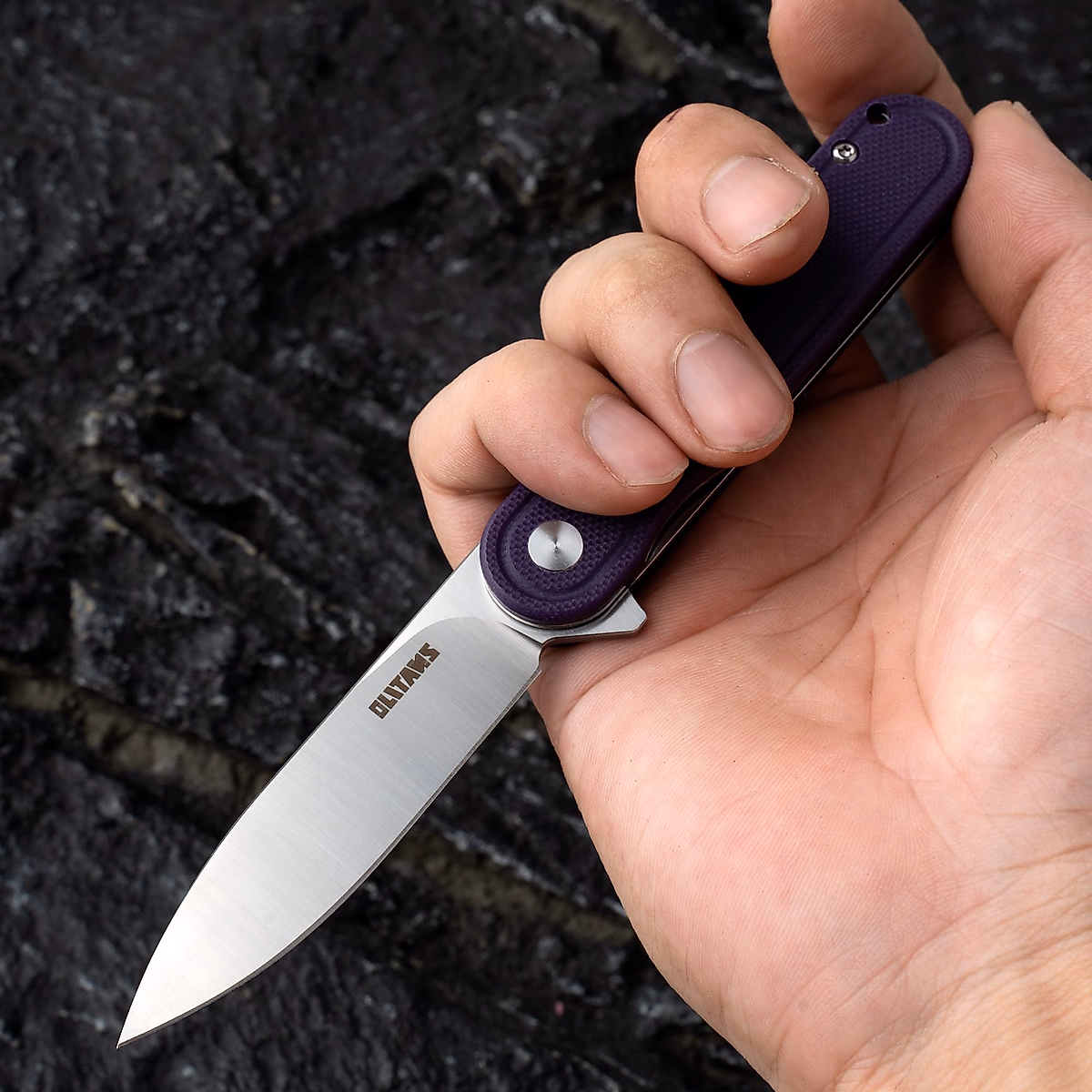 OLITANS G040 Pocket Knife, 2.75'' D2 Steel Blade G10 handle, Small EDC Knife with Pocket Clip for Men Women, 2.1oz