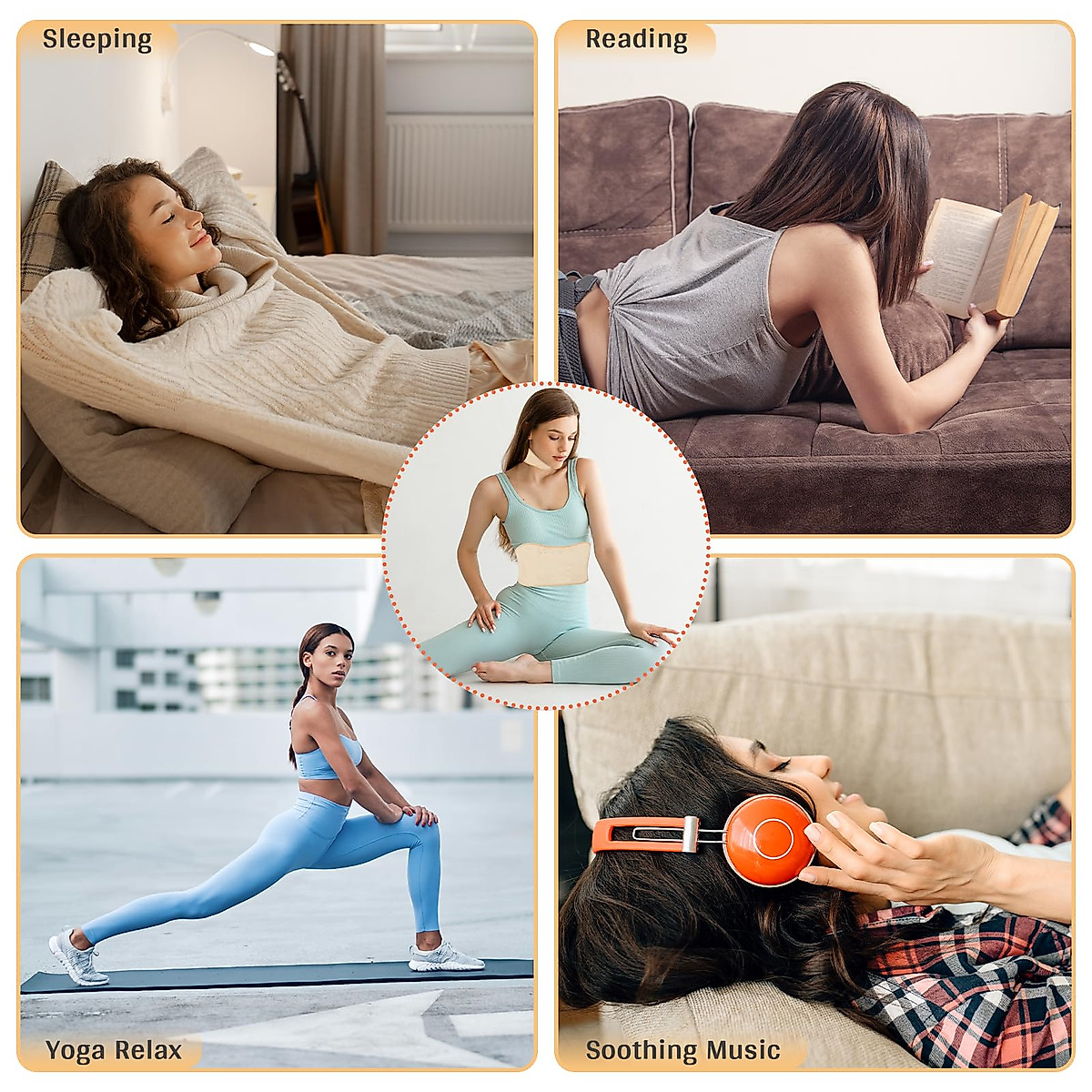 4 PCs Castor Oil Wrap- Reusable Castor Oil Packs Kit Adjustable Elastic Castor Oil Cloth Safe Organic German Cotton Plus Size for Belly, Waist, Back and Neck