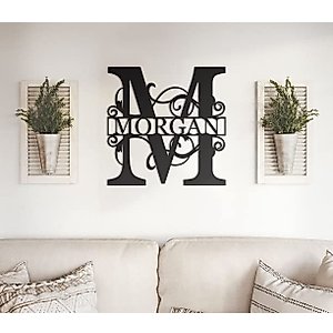Split Letter Metal Monogram - Custom Last Name Sign - Split Letter- Personalized - Metal Family Name Sign - Door Hanger - Outdoor Metal Sign - Wedding Gift