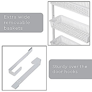 Smart Design Over The Door Organizer for Storage – Perfect for Pantry, Bedroom, Bathroom, Playroom, Kitchen - Maximum Storage with 6 Baskets  - Adjustable Steel Frame & Wall Mount – White