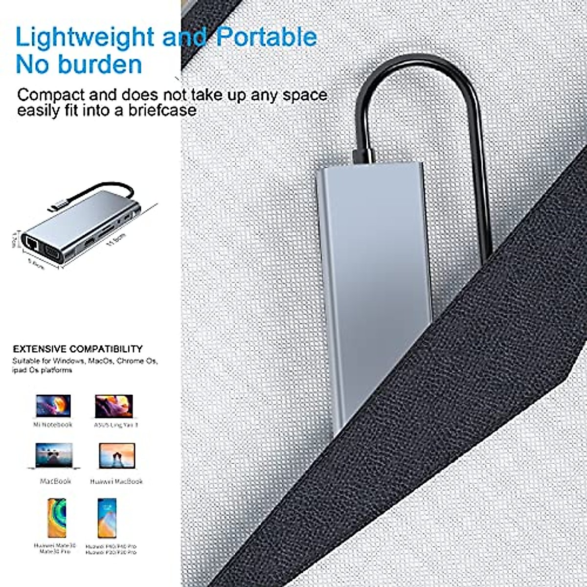 USB C HUB, USB C Adapter 11 in 1 Dongle with 4K HDMI, VGA, Type C PD, USB3.0, RJ45 Ethernet, SD/TF Card Reader, 3.5mm AUX, Docking Station Compatible