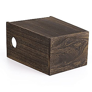 MOOACE Small Trash Can, Wood Waste Basket Garbage Can with Handle, Rustic Recycling Bin for Bedroom, Living Room, Office, Kitchen, Bathroom