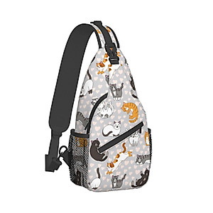 VOOHDDY Cute Cat Kitten Sling Bag For Women Men Fun Animal Travel Hiking Backpack Crossbody Shoulder Chest Bags Casual Daypack Sport